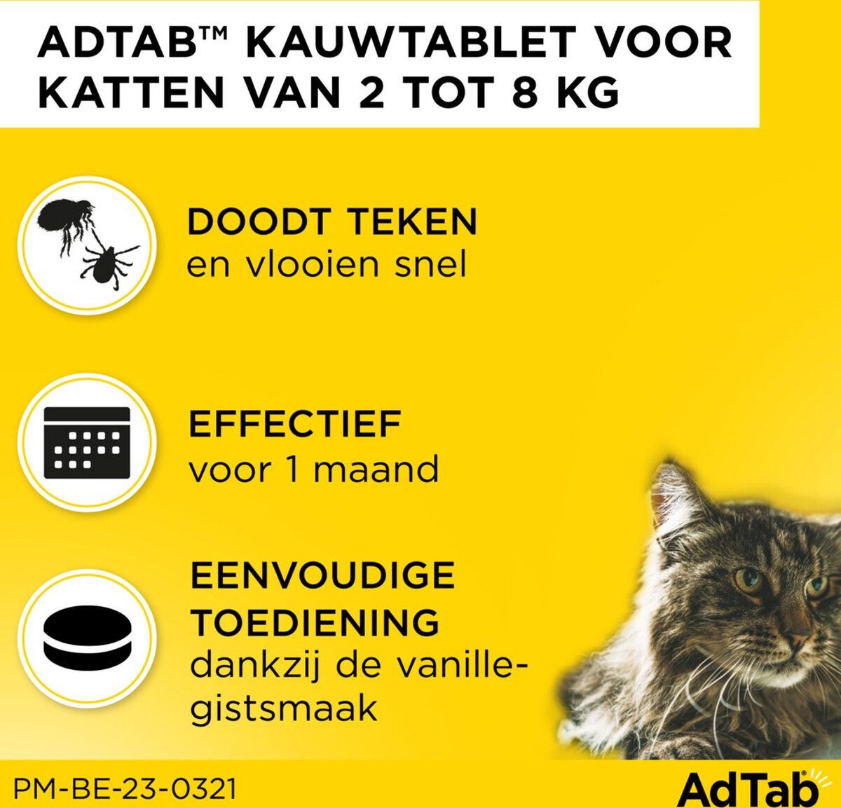 AdTab kauwtabletten kat 2-8 kg - Anti vlooien- en tekenmiddel - 3 Stuks ...