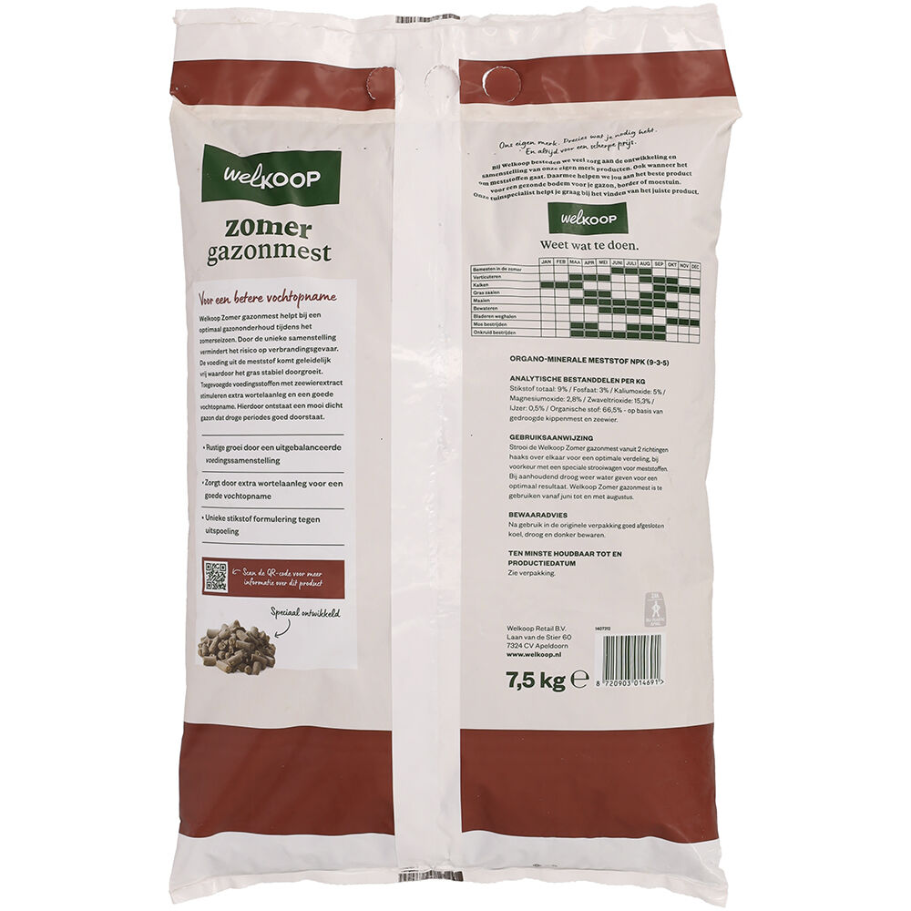 Welkoop - Zomer Gazonmest - 250 m2 - 7.5 Kilogram | Welkoop